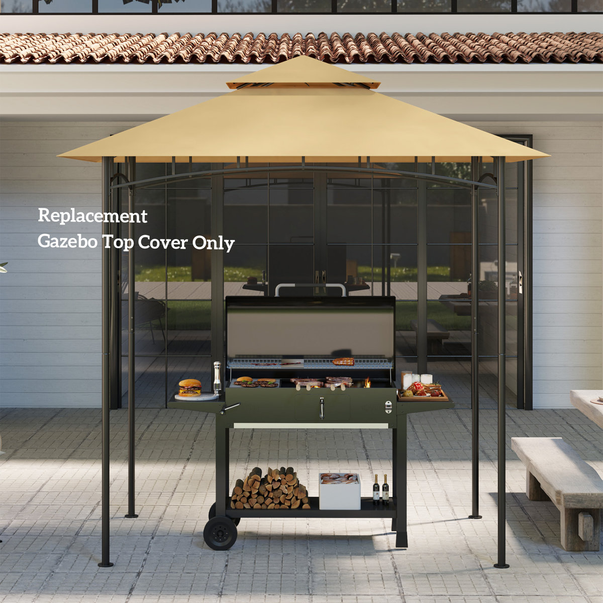 Outsunny Grill Gazebo Canopy Replacement Roof, UPF50+ Protected, 5' X 8' Outdoor BBQ Canopy ...